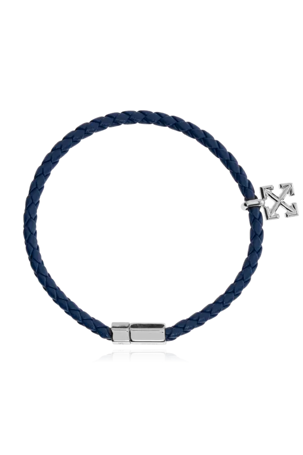 Off-White Braided Leather Bracelet - Navy Blue