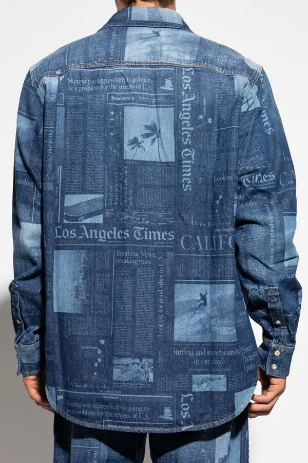 Palm Angels Printed Denim Shirt