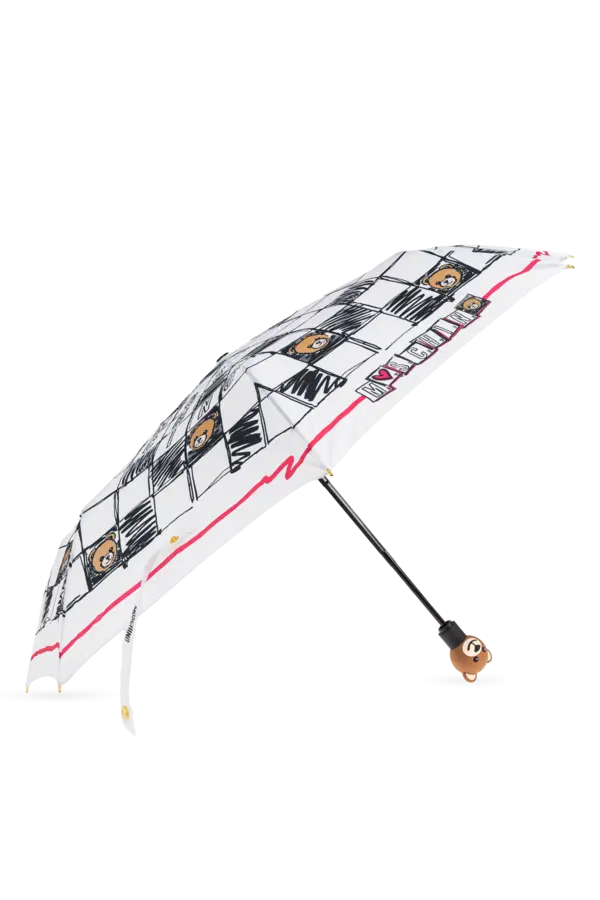 Moschino Folding Umbrella - White