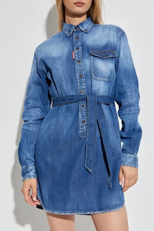 Dsquared2 Denim Mini Shirt Dress - Blue