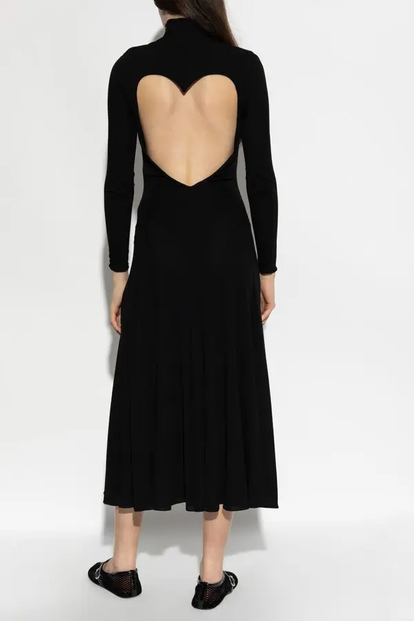 Alaïa High-neck Midi Dress With Heart Cutout - Black