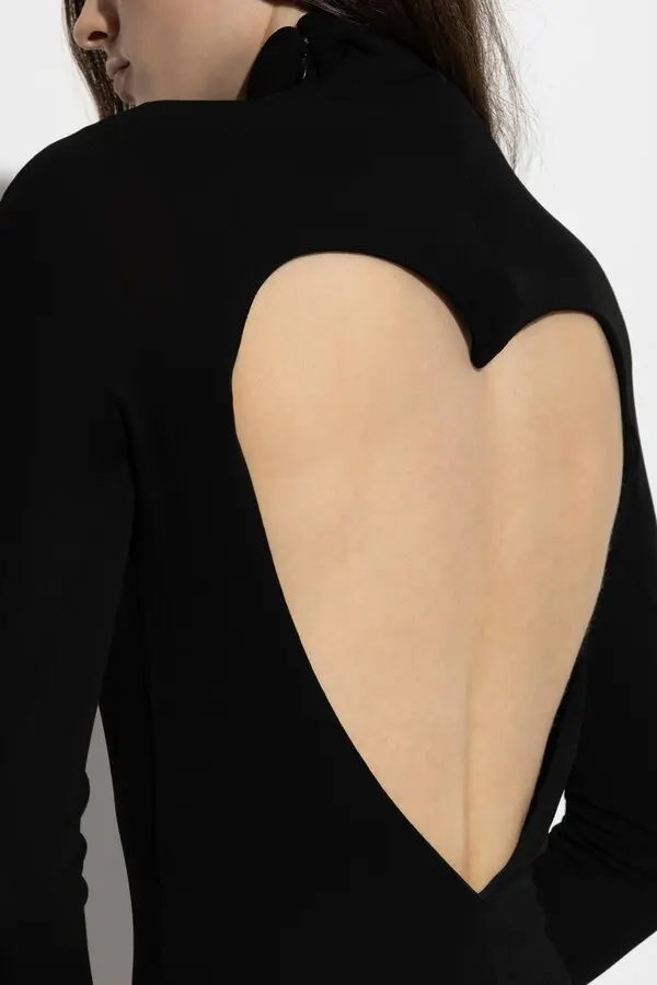 Alaïa High-neck Midi Dress With Heart Cutout - Black