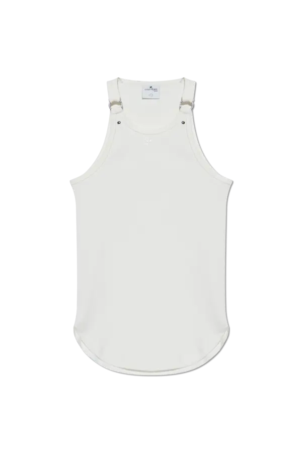 COURREGES Logo Ribbed Tank Top