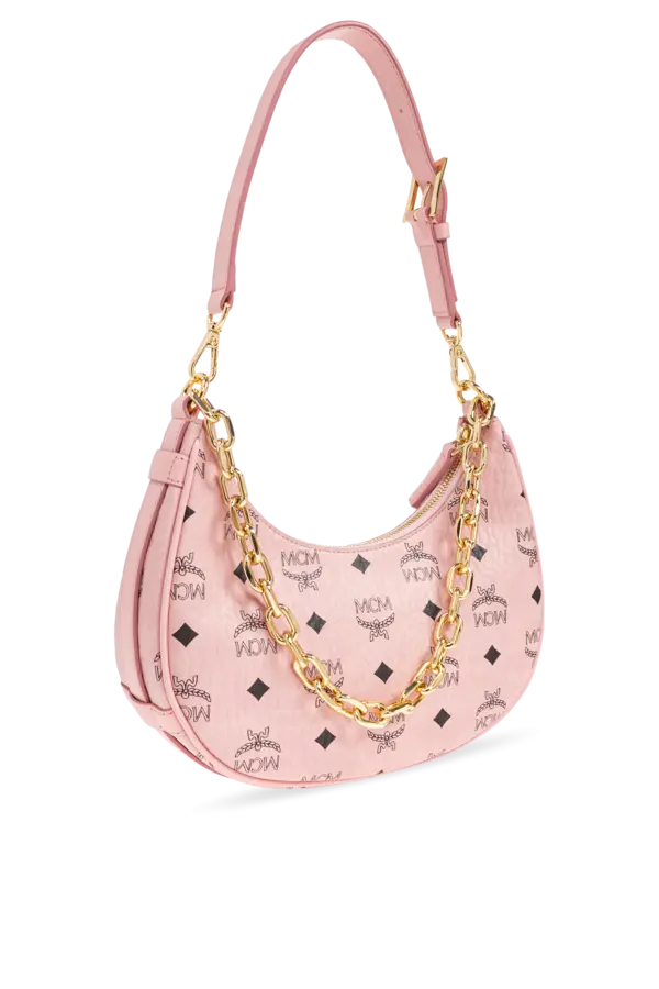 Mcm Aren Embossed Leather Baguette - Pink