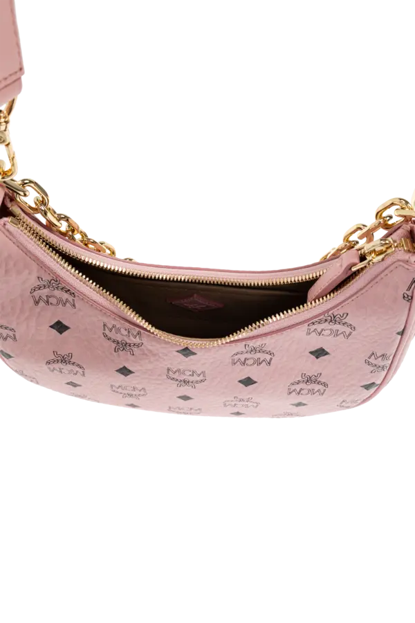 Mcm Aren Embossed Leather Baguette - Pink
