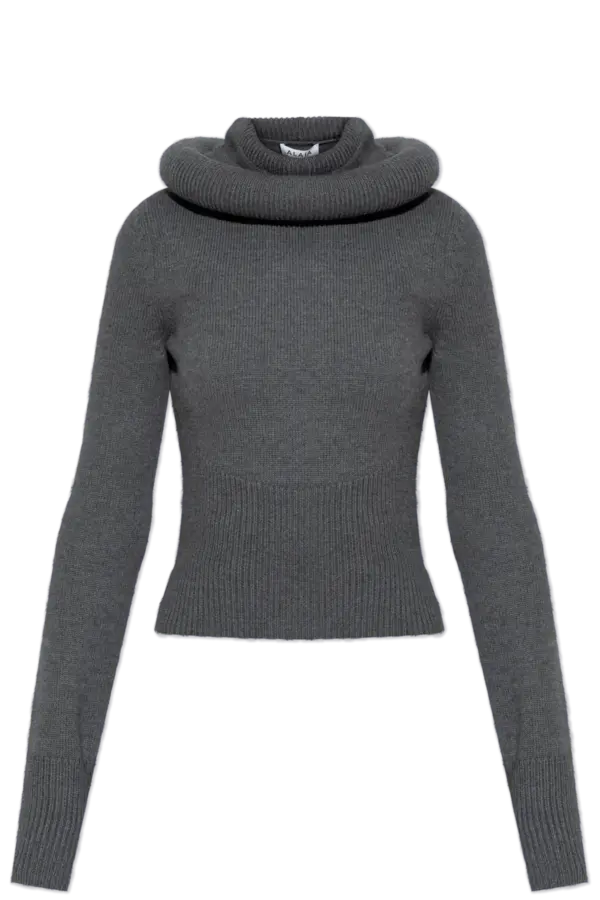 Alaïa Virgin Wool Turtleneck Hoodie - Grey