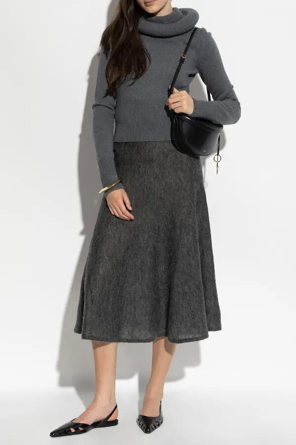 Alaïa Virgin Wool Turtleneck Hoodie - Grey