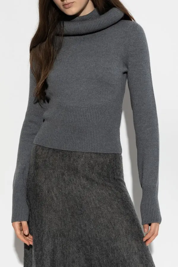 Alaïa Virgin Wool Turtleneck Hoodie - Grey