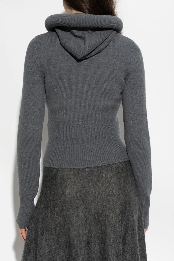 Alaïa Virgin Wool Turtleneck Hoodie - Grey