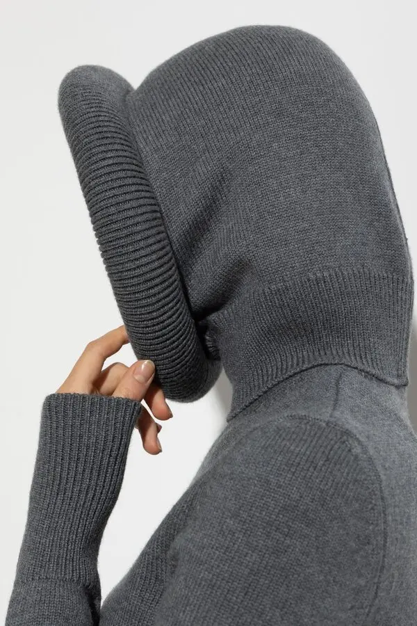 Alaïa Virgin Wool Turtleneck Hoodie - Grey