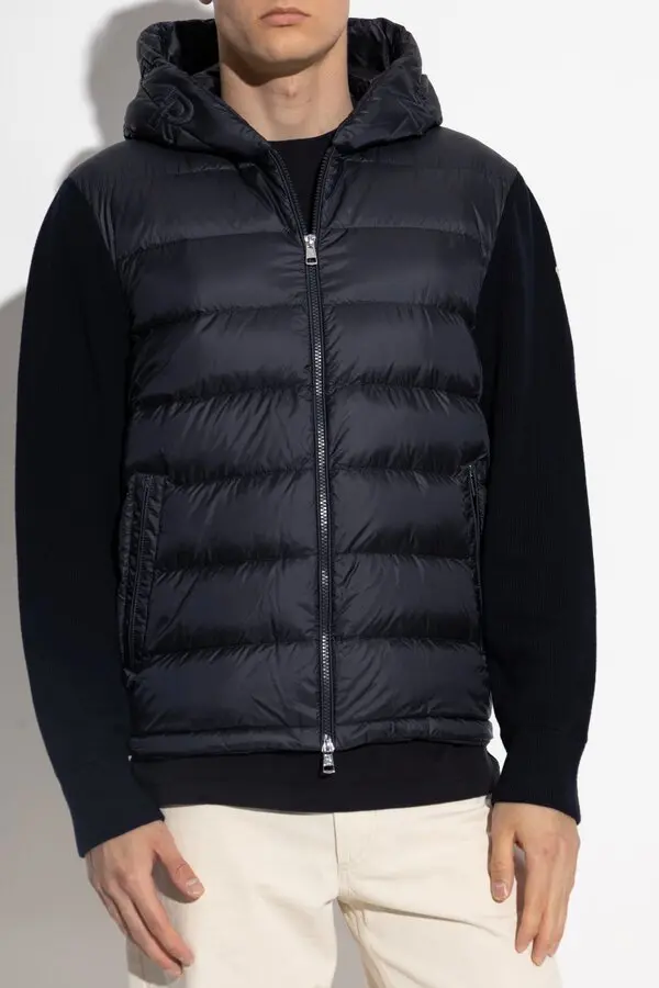Moncler Cardigan With Down Insert - Navy Blue