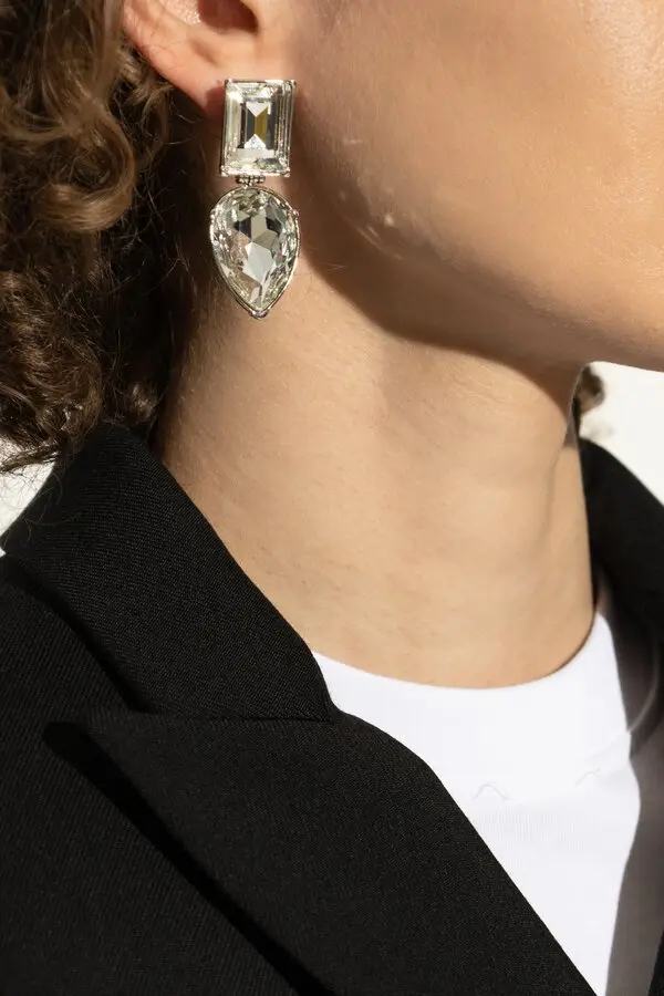 Alexander McQueen Crystal Drop Earrings - Silver