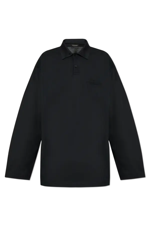 Balenciaga Cotton Long-sleeve Polo - Black