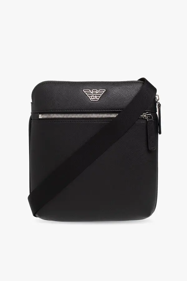 Emporio Armani Shoulder Bag With Logo Appliqu - Black