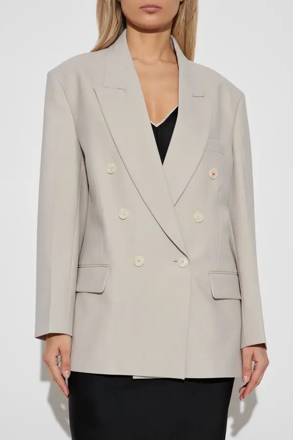 Victoria Beckham Wool-trimmed Blazer - Grey