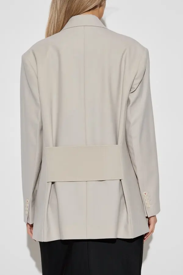 Victoria Beckham Wool-trimmed Blazer - Grey