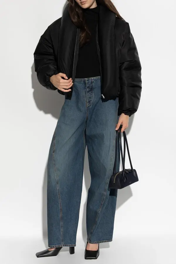 Alaïa Insulated Jacket With Voluminous Collar - Black