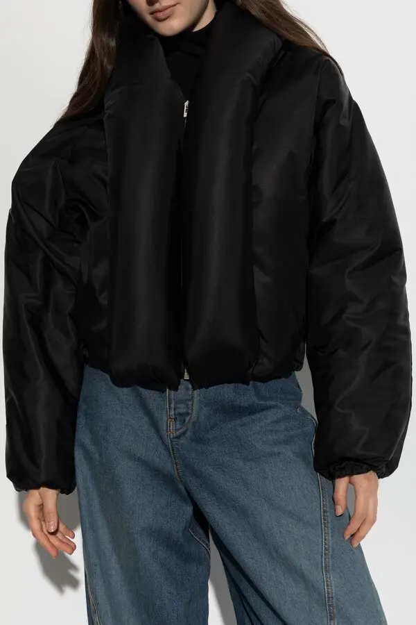 Alaïa Insulated Jacket With Voluminous Collar - Black