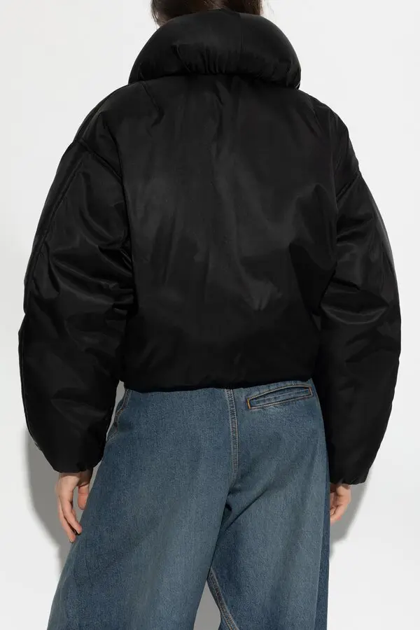 Alaïa Insulated Jacket With Voluminous Collar - Black