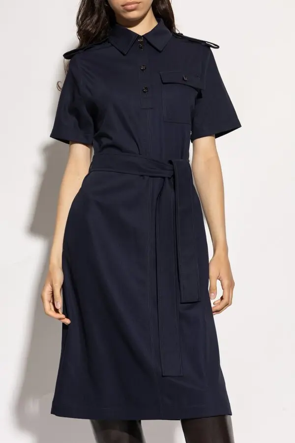 Burberry Wool Shirt Dress With Epaulettes
