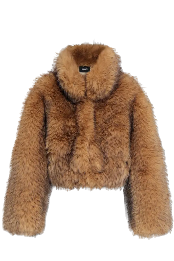 ROTATE BY BIRGER CHRISTENSEN Short Faux Fur Jacket - Brown