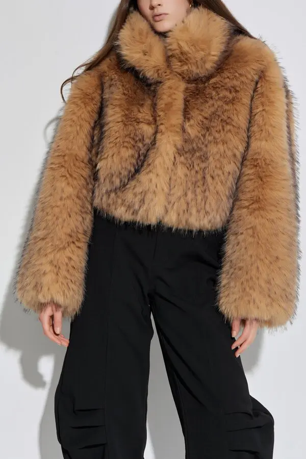 ROTATE BY BIRGER CHRISTENSEN Short Faux Fur Jacket - Brown