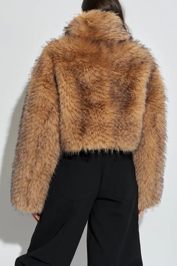 ROTATE BY BIRGER CHRISTENSEN Short Faux Fur Jacket - Brown