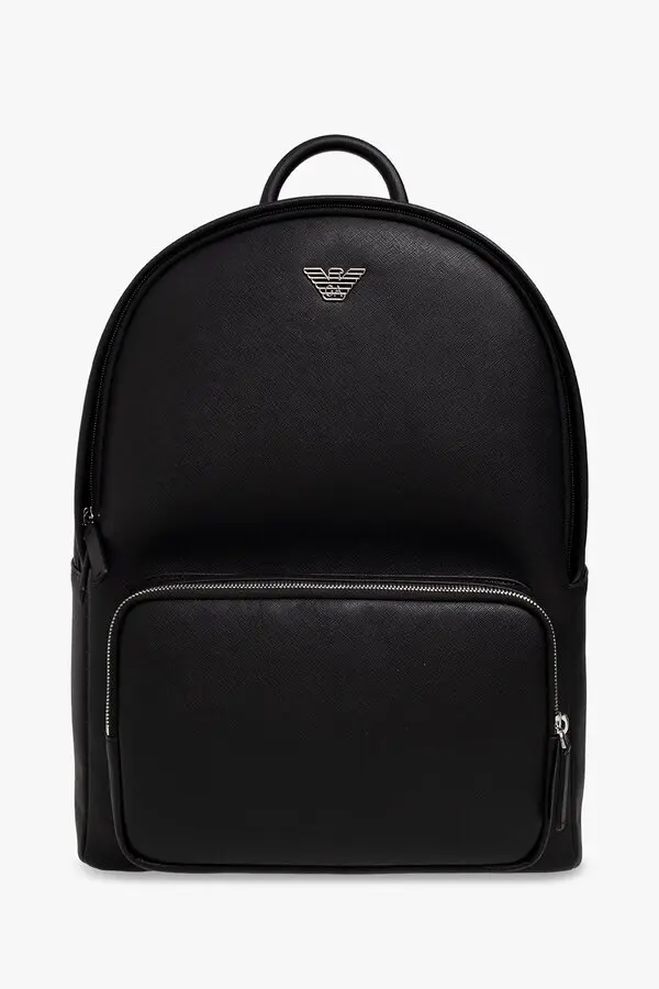 Emporio Armani Logo Appliqué Backpack - Black