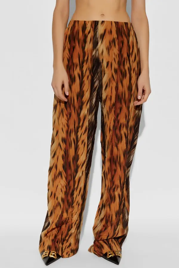 Balenciaga Animal Print Silk Trousers