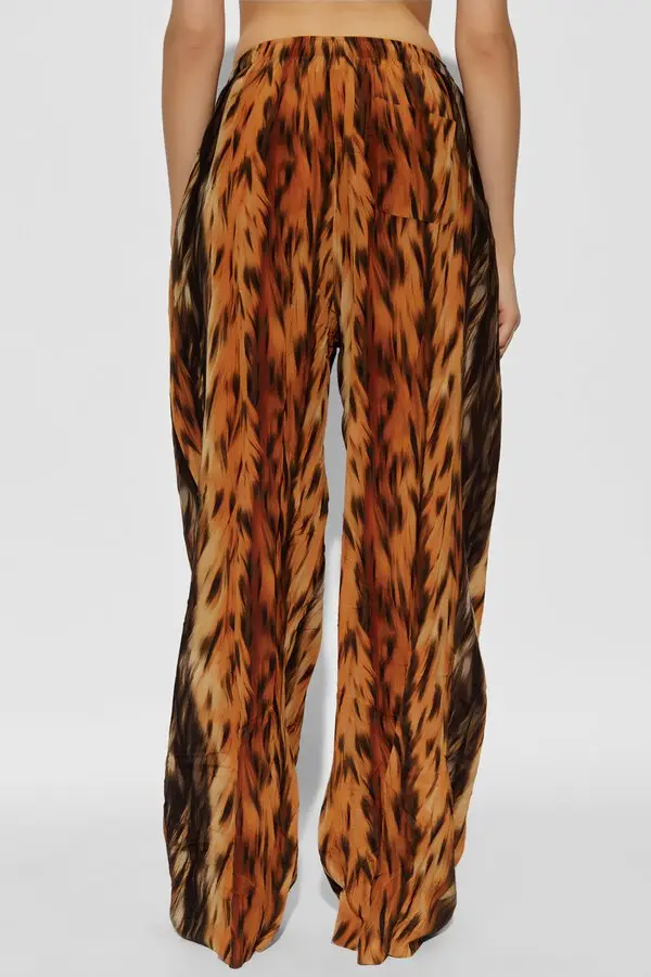 Balenciaga Animal Print Silk Trousers
