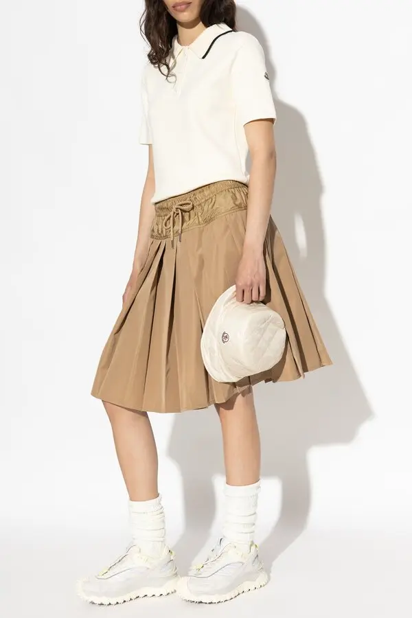 Moncler Pleated A-line Skirt - Beige