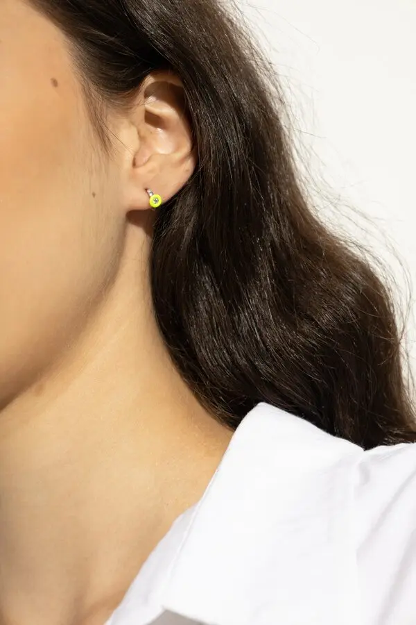 EERA Single Earring In White Gold With Gemstone Accent - Silver