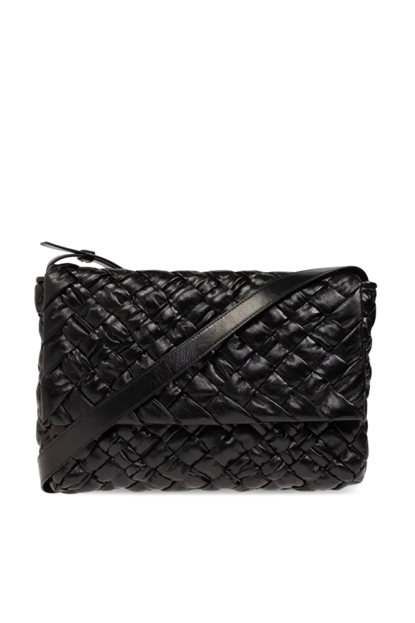 Bottega Veneta Rumple Intreccio Shoulder Bag - Black