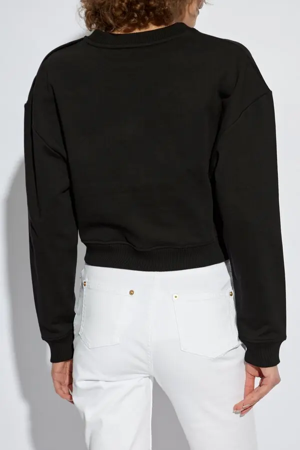 Balmain Cropped Sweatshirt With Printed Logo