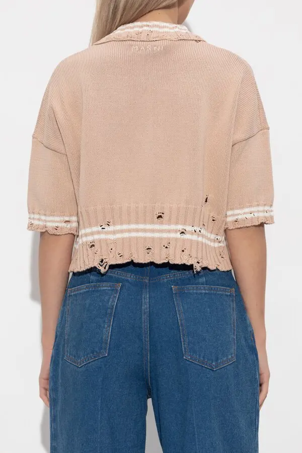 Marni Collared Cotton Cropped Sweater