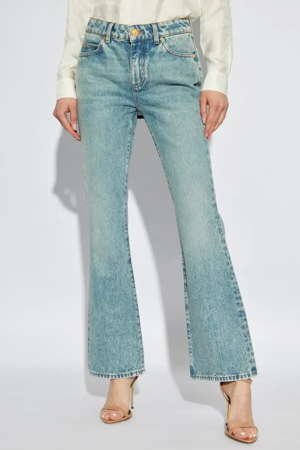 Balmain Flared Cotton Denim Jeans