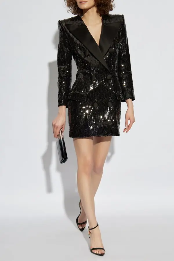 balmain sequin blazer dress Balmain chain-trim Sequin Dress | Black