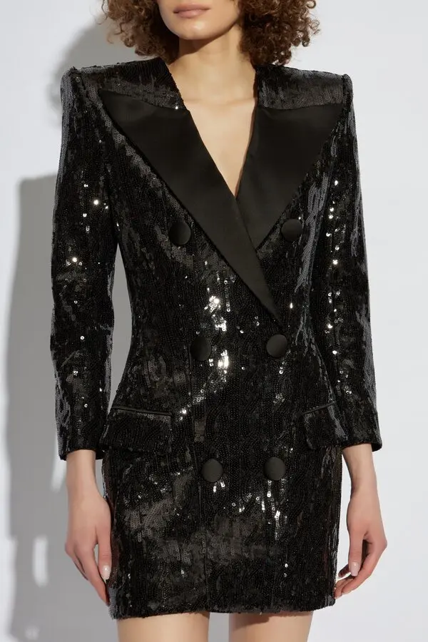 Balmain Sequin Embellished Blazer Dress - Black | Editorialist
