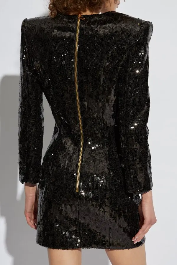 Balmain Sequin Embellished Blazer Dress - Black | Editorialist