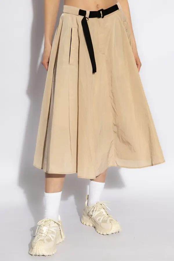 Moncler Pleated Skirt With Buckled Belt And Pockets