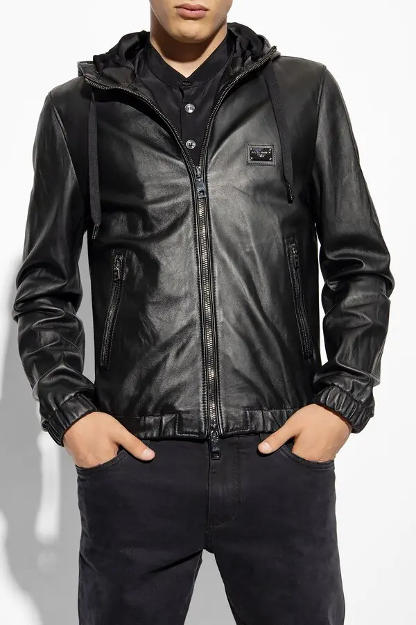 Dolce & Gabbana Hooded Leather Jacket