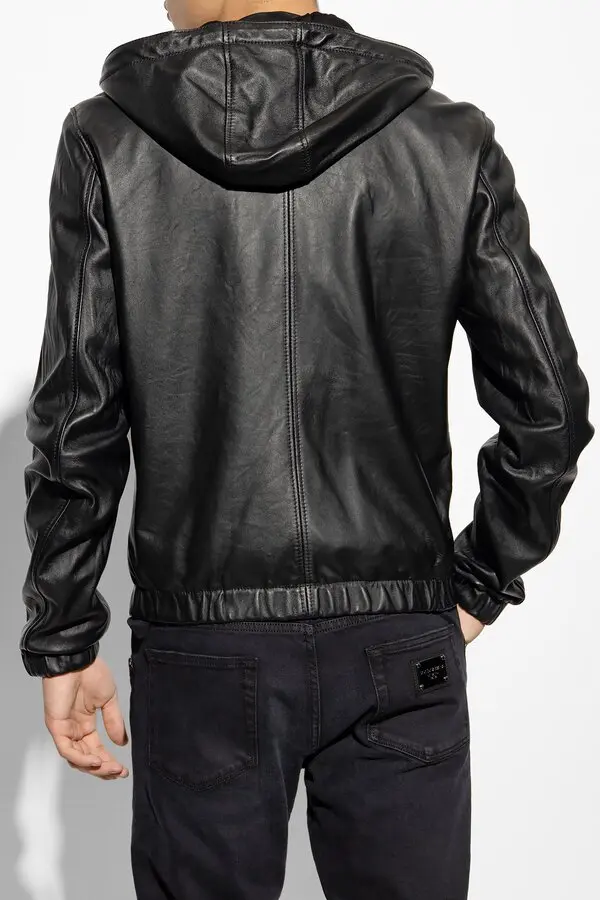 Dolce & Gabbana Hooded Leather Jacket