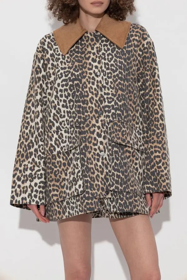 GANNI Animal Print Jacket - Beige