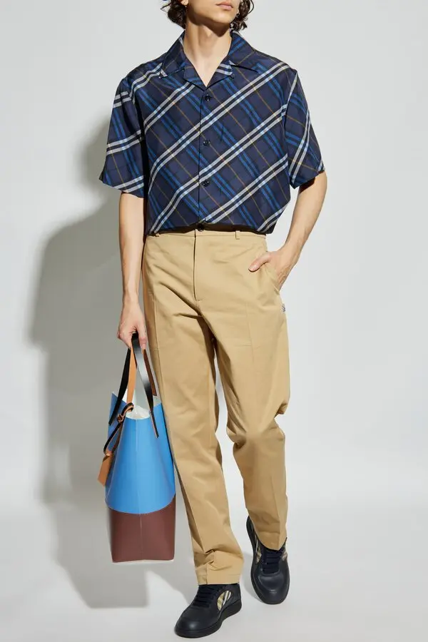 Burberry Cotton Trousers With Logo