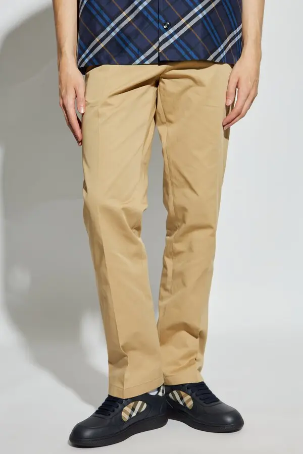Burberry Cotton Trousers With Logo