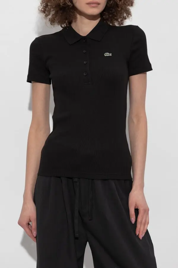 Lacoste Ribbed Polo With Logo Patch