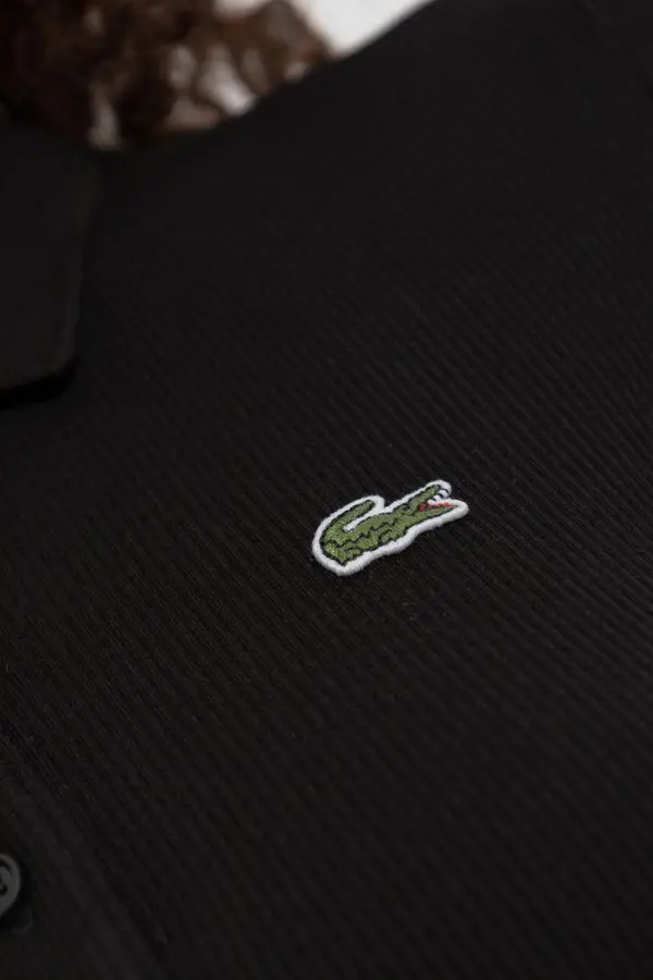 Lacoste Ribbed Polo With Logo Patch