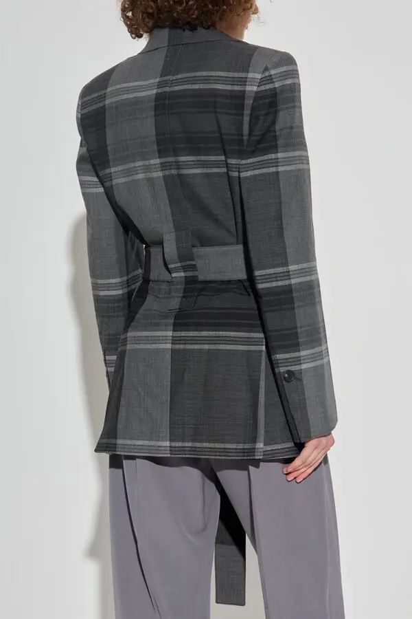 FERRAGAMO Belted Check Pattern Blazer