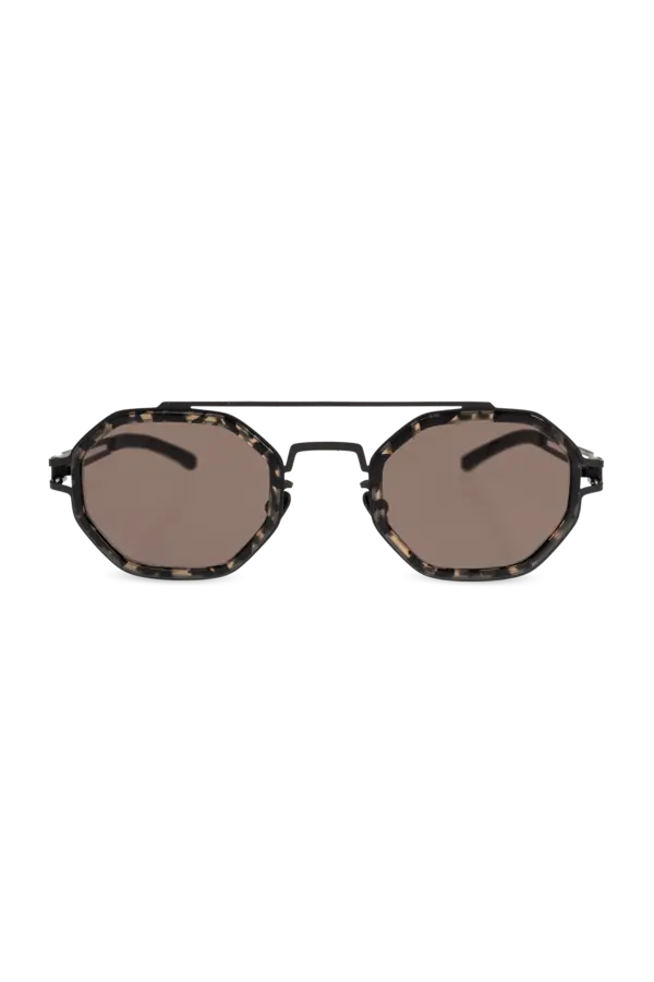 Mykita Octagon Frame Sunglasses With Leopard Print - Black