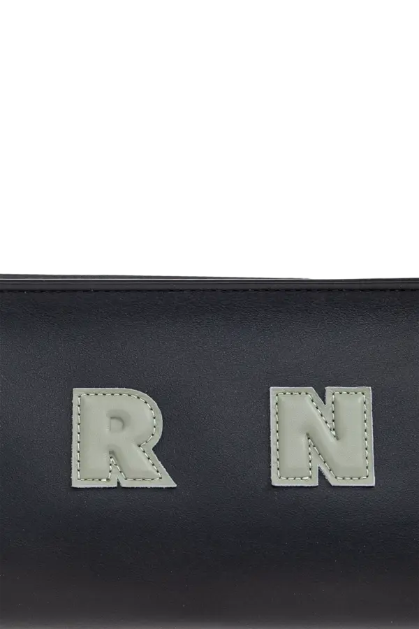 Marni Rectangular Shoulder Bag In Natural Leather - Black